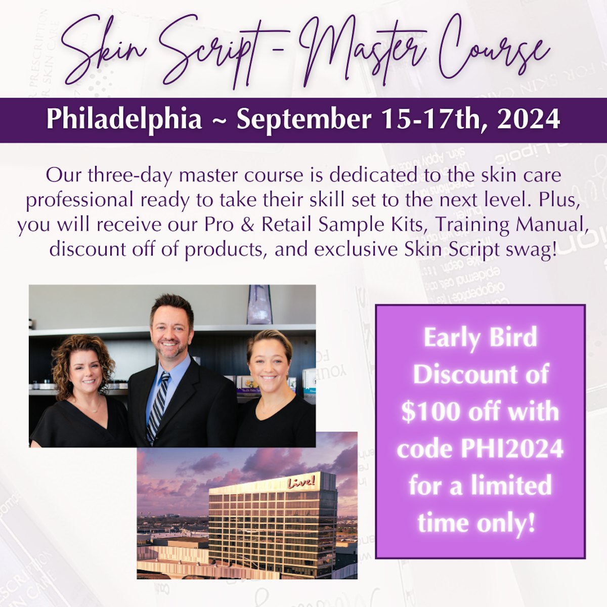 Skin Script Skin Care Reveals Details of Philly Master Course | Skin Inc.